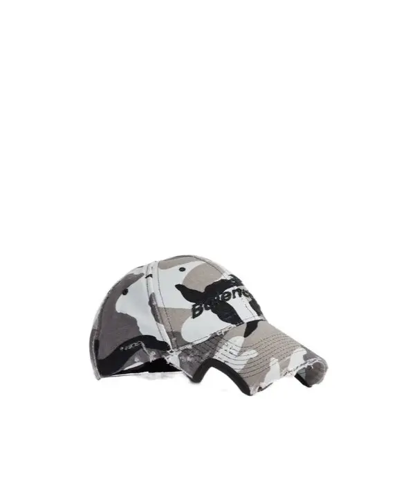 Balenciaga Logo Embroidered Camouflage Baseball Cap - Gray/black