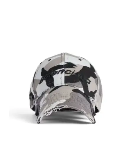 Balenciaga Logo Embroidered Camouflage Baseball Cap - Gray/black
