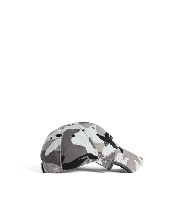 Balenciaga Logo Embroidered Camouflage Baseball Cap - Gray/black