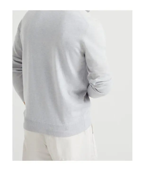 Brunello Cucinelli Cashmere Quarter Zip Sweater - Light Gray