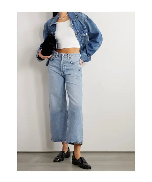 AGOLDE High-waist Wide-leg Denim Trousers - Gray