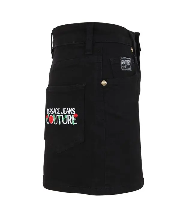 Versace Embroidered Logo Denim Shorts
