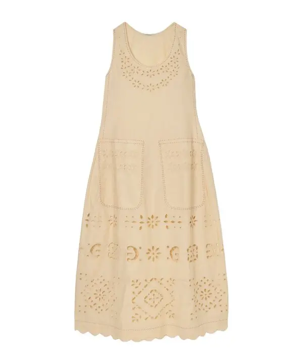 Vita Kin Broderie Anglaise Cotton-poplin Midi Dress - Nude