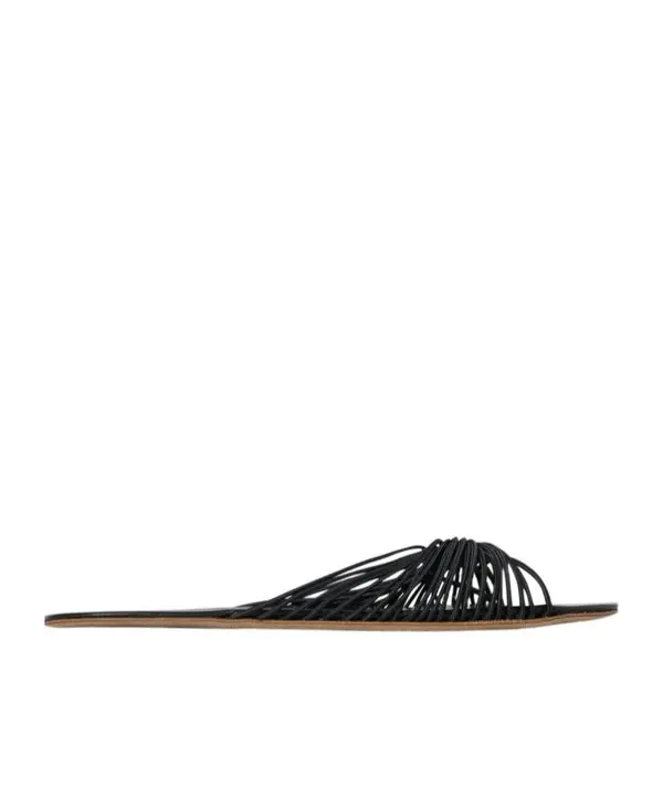 THE ROW Sara Strappy Flat Sandals - Black