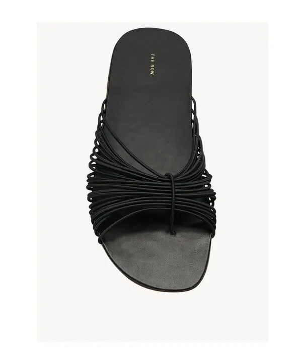 THE ROW Sara Strappy Flat Sandals - Black