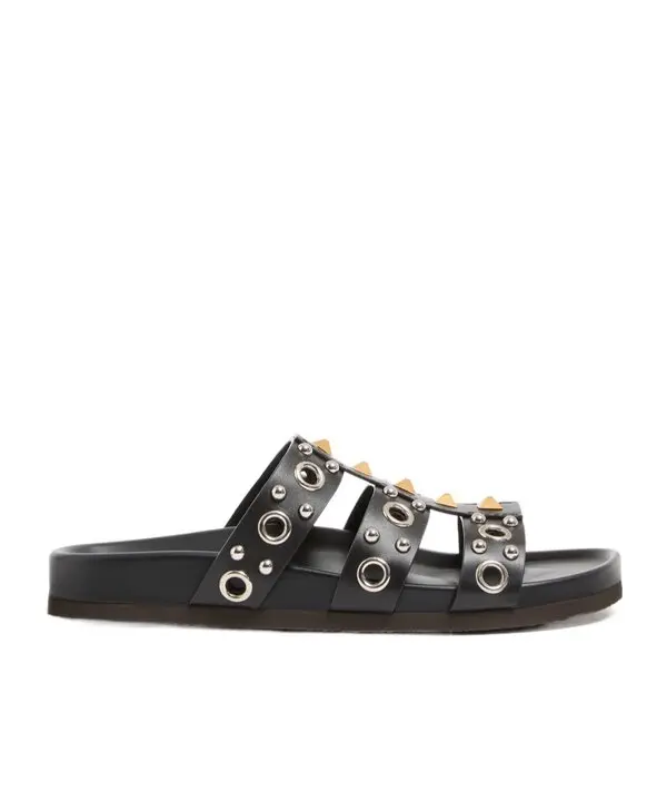 Valentino Garavani Studded Calfskin Slide Sandals - Black