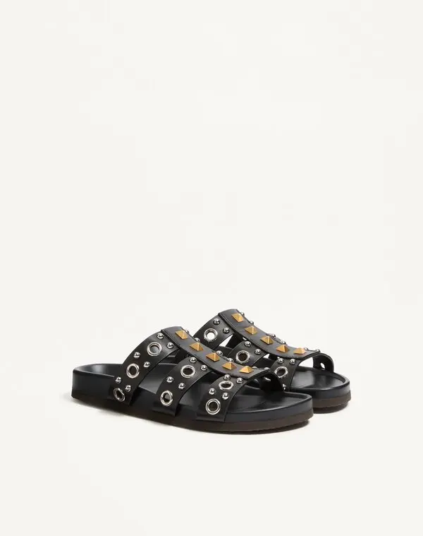 Valentino Garavani Studded Calfskin Slide Sandals