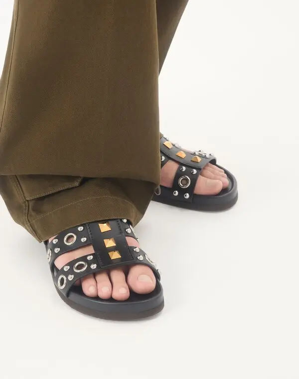Valentino Garavani Studded Calfskin Slide Sandals
