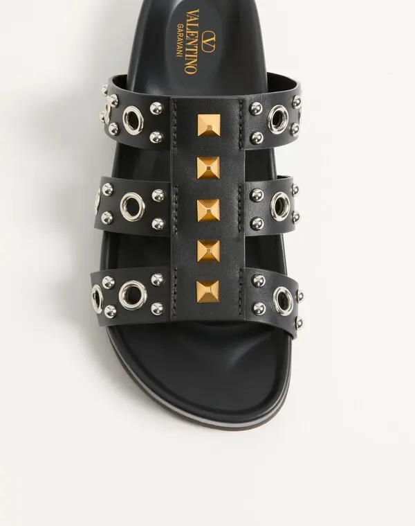 Valentino Garavani Studded Calfskin Slide Sandals