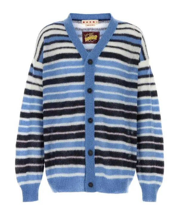 Marni Striped Knit Cardigan - Blue
