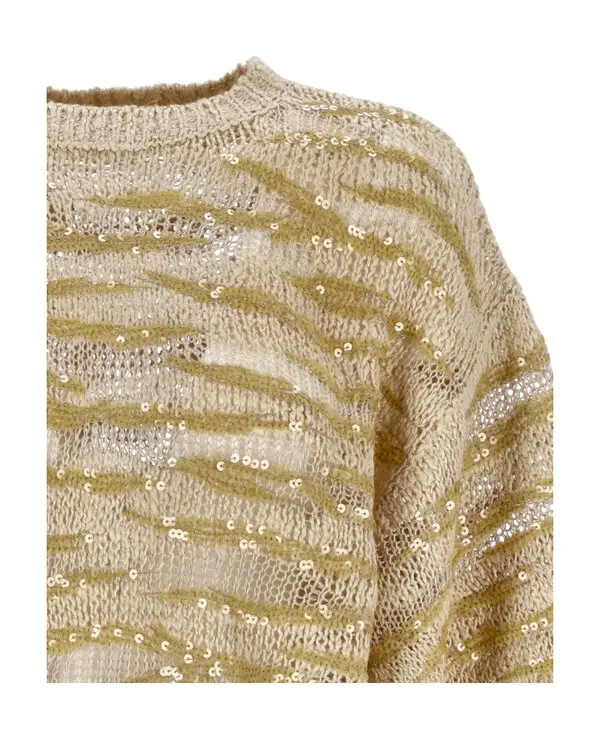 Brunello Cucinelli Sequin Embellished Knitted Jumper - Nude
