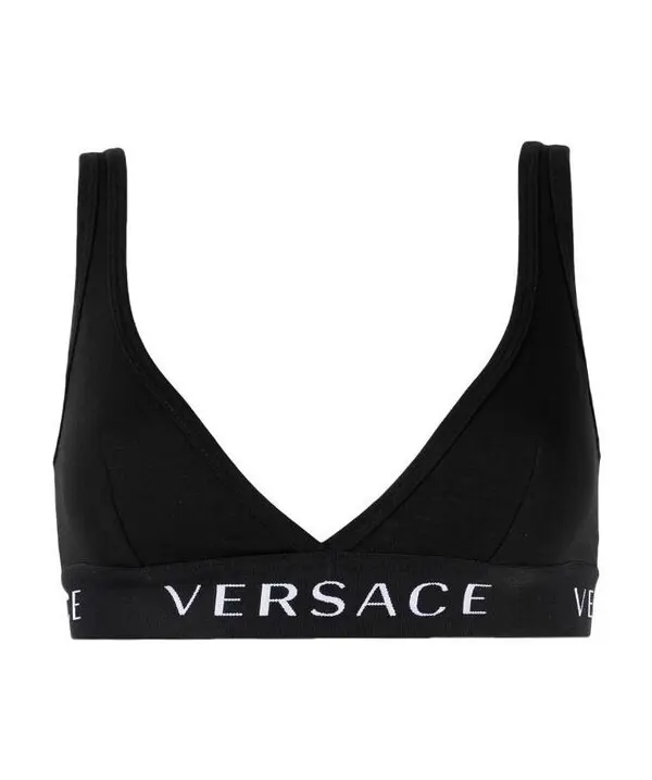Versace Logo-print Bra - Nude