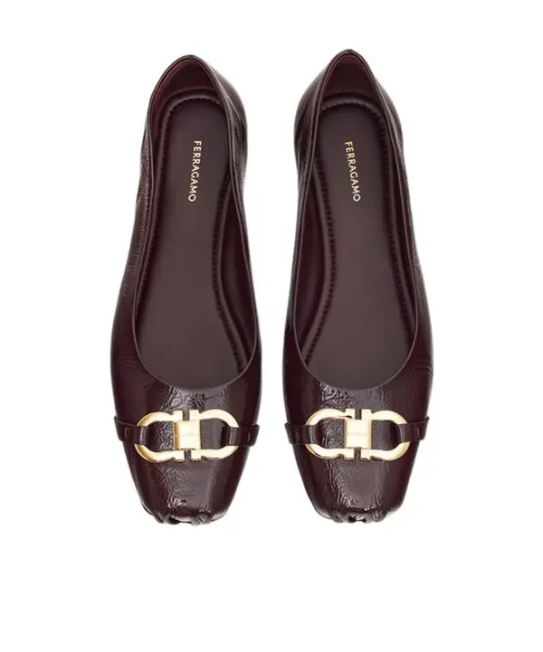 FERRAGAMO Gancini Embellished Ballet Flats