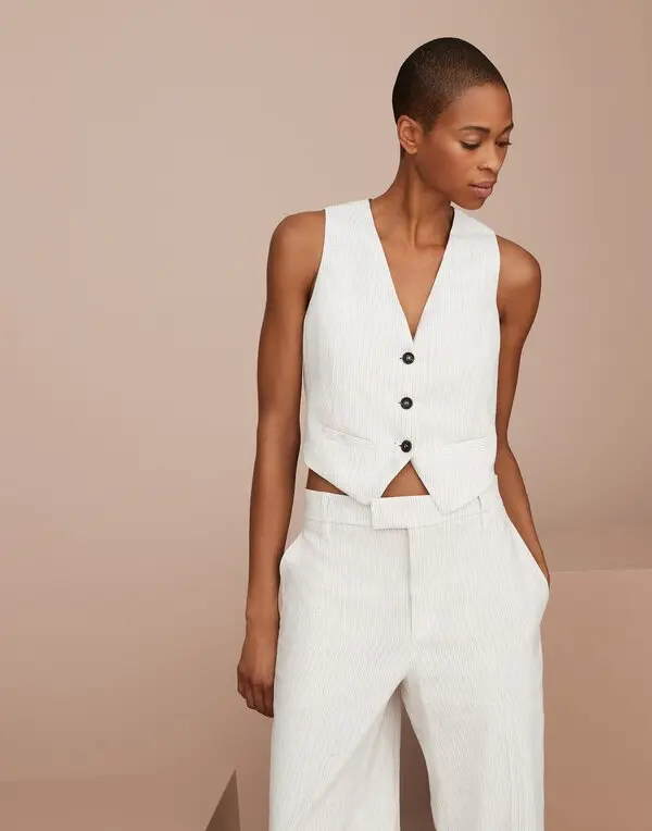 Brunello Cucinelli Sleeveless Pin Stripe Waistcoat