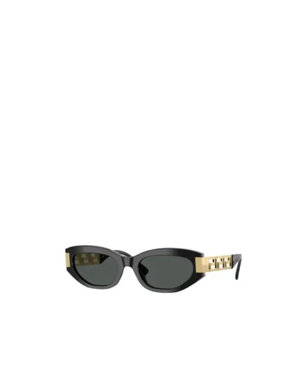 Versace Oval Frame Sunglasses With Cutout Temples - Black