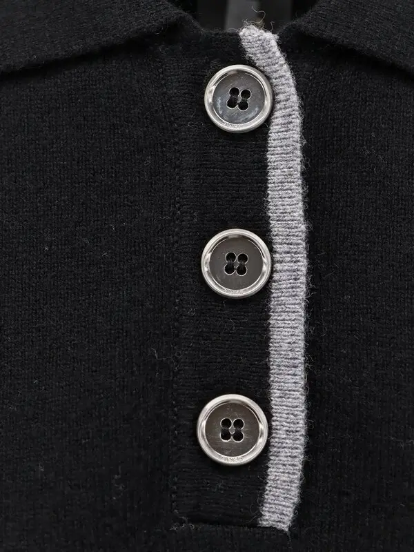 Pinko Short-sleeved Knitted Polo Shirt With Ribbed Cuffs And Hem - No