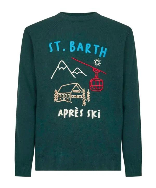 MC2 SAINT BARTH Multicolor Artwork Embroidery Crewneck Jumper - Green