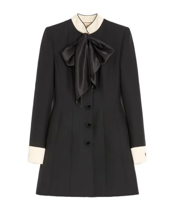 Valentino Garavani Long Sleeve Bow Detail Mini Dress