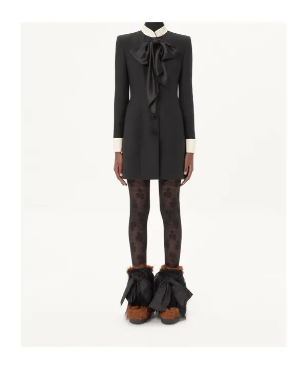 Valentino Garavani Long Sleeve Bow Detail Mini Dress