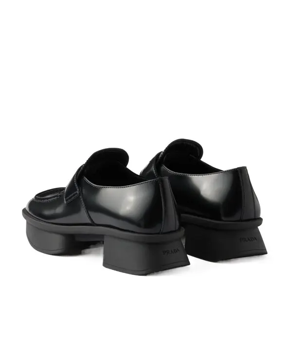 Prada Block Heel Loafers - Black
