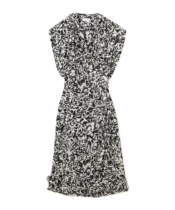 Dries Van Noten Ruffle Print Midi Wrap Dress