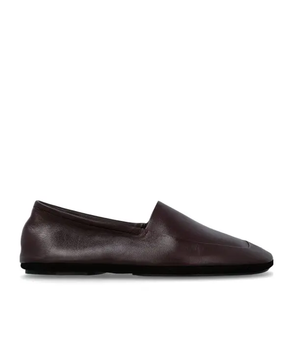 LEMAIRE Pull-on Leather Square Toe Slippers - Black