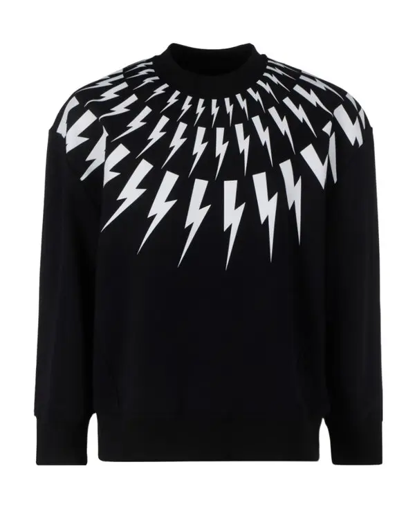 Neil Barrett Thunderbolt Print Crewneck Sweatshirt - Black