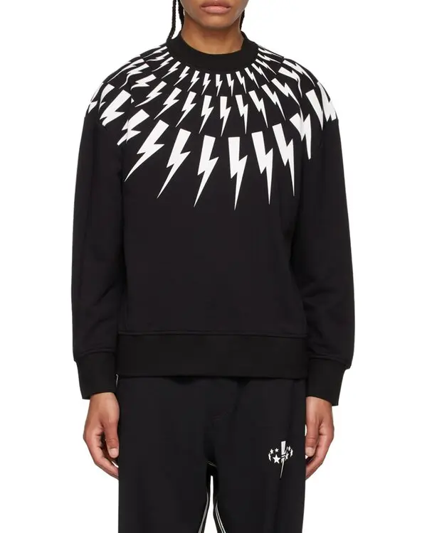 Neil Barrett Thunderbolt Print Crewneck Sweatshirt - Black