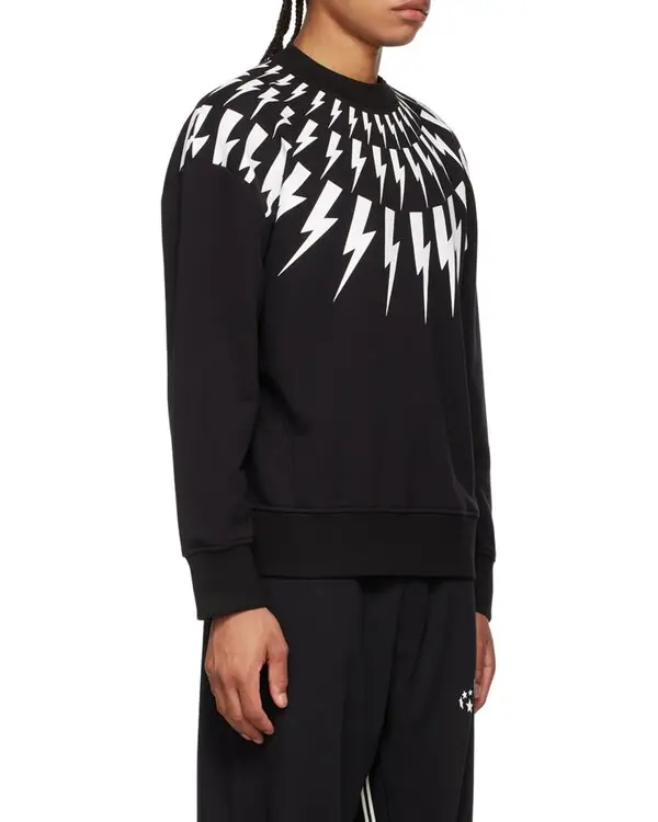Neil Barrett Thunderbolt Print Crewneck Sweatshirt - Black