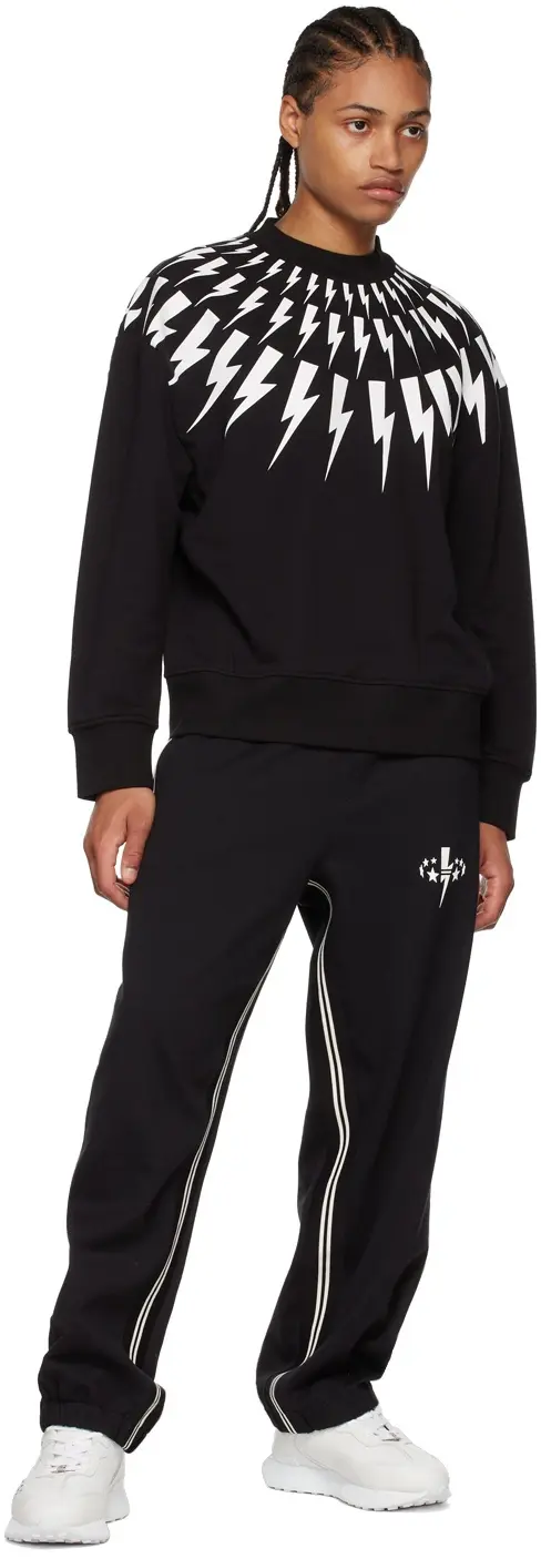 Neil Barrett Thunderbolt Print Crewneck Sweatshirt - Black