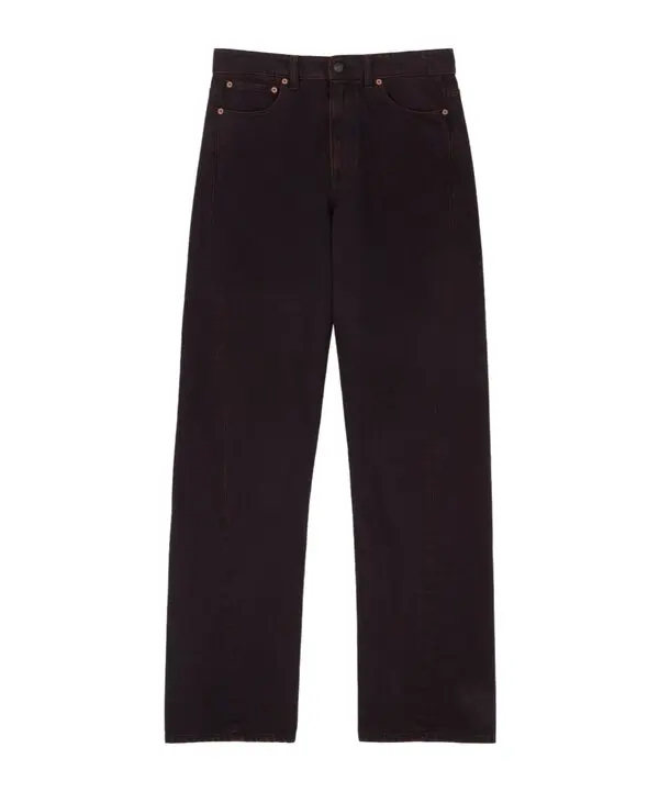 MAISON MARGIELA Logo Patch Wide Leg Jeans - Bordeaux