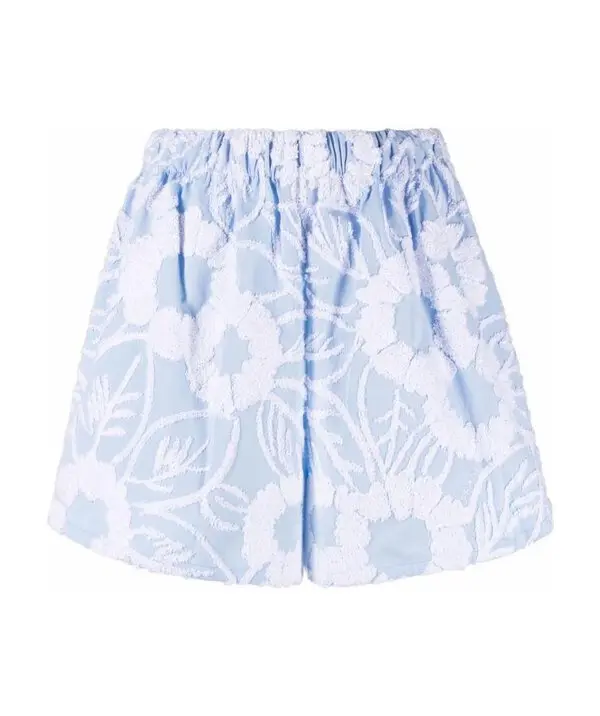 Prada Embroidered Poplin Shorts - Blue/white