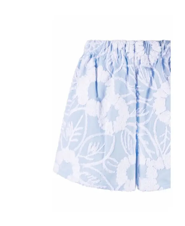 Prada Embroidered Poplin Shorts - Blue/white