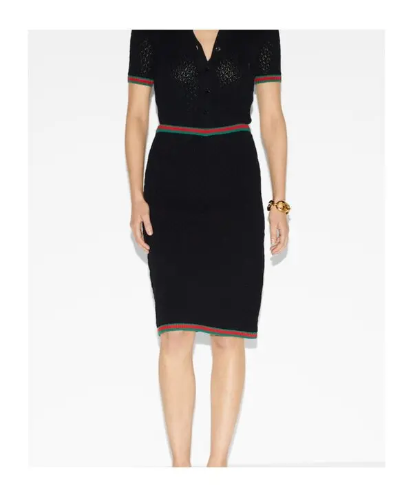 Gucci Web Detailed Lace Skirt