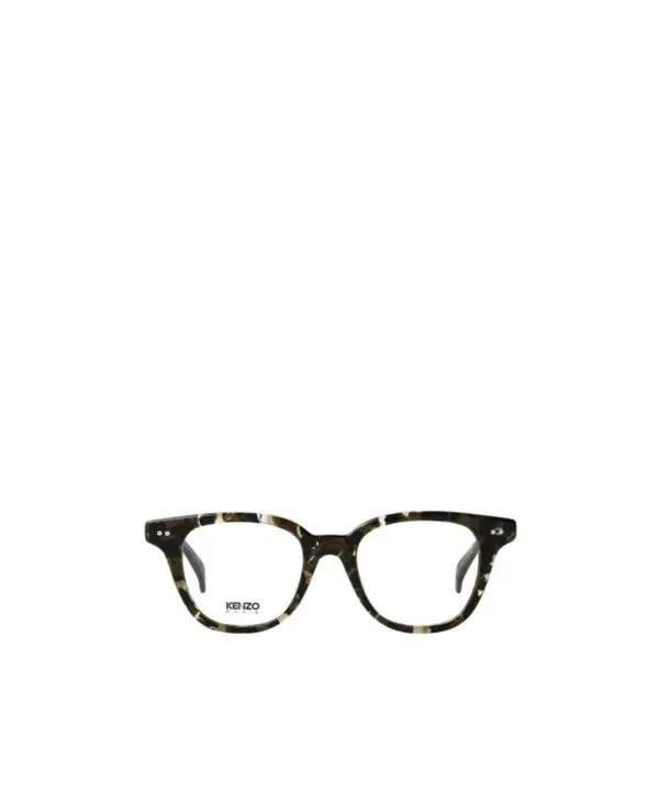 Kenzo Camouflage-pattern Round Frame Eyeglasses - Black
