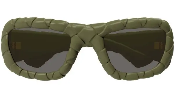 Bottega Veneta Woven Rectangular Sunglasses - Green