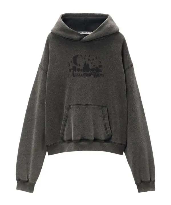 Alexander Wang Logo Jacquard Distressed Hoodie