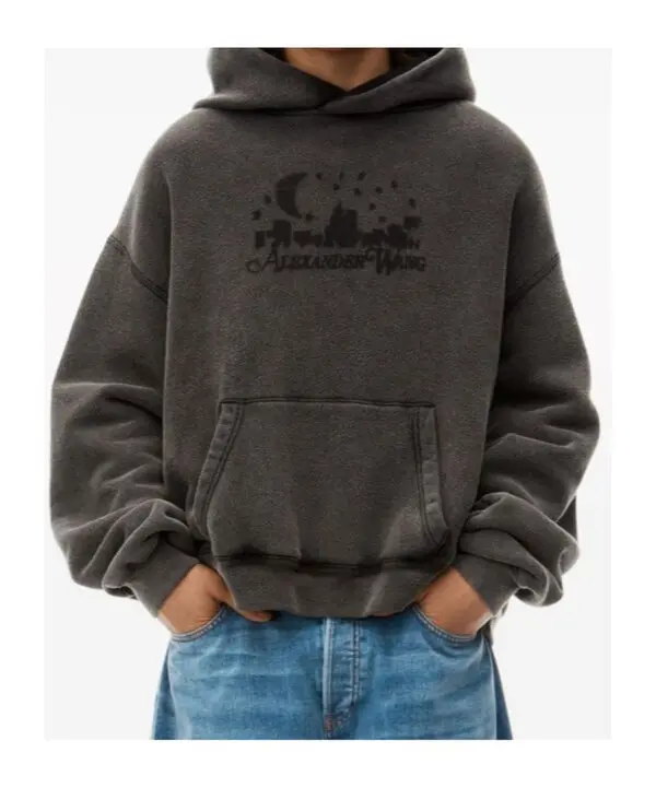 Alexander Wang Logo Jacquard Distressed Hoodie