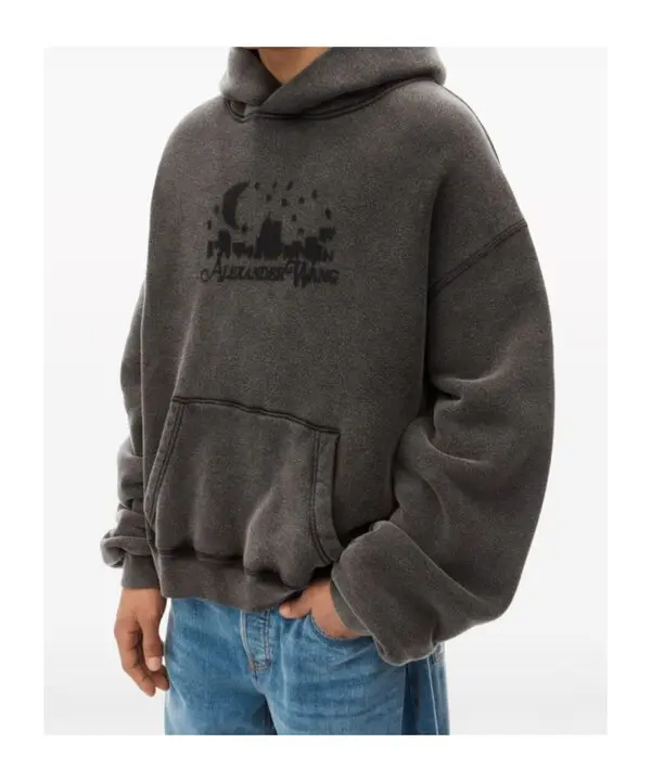 Alexander Wang Logo Jacquard Distressed Hoodie