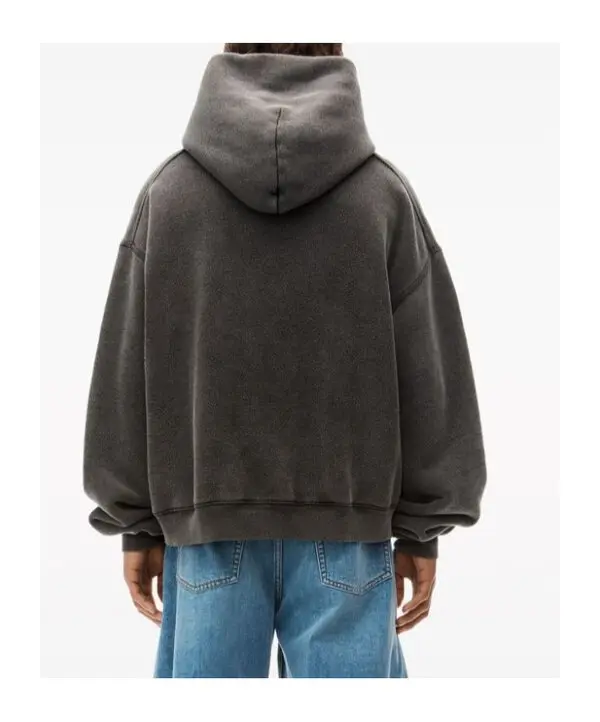 Alexander Wang Logo Jacquard Distressed Hoodie