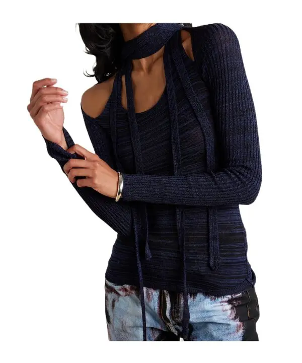 Y/project Ribbed Knit Top With Scarf Detail