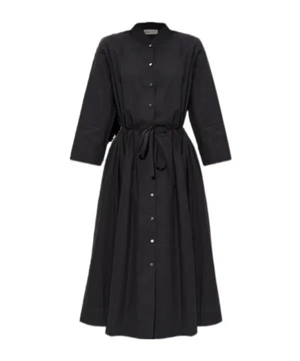 Tory Burch Belted Cotton Shirt Dress - Black