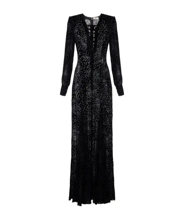 Elisabetta Franchi Burnout Velvet Maxi Dress