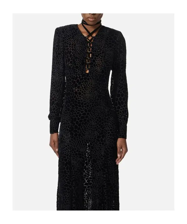 Elisabetta Franchi Burnout Velvet Maxi Dress