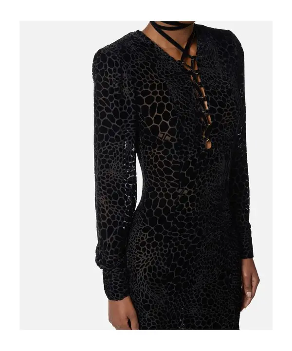 Elisabetta Franchi Burnout Velvet Maxi Dress