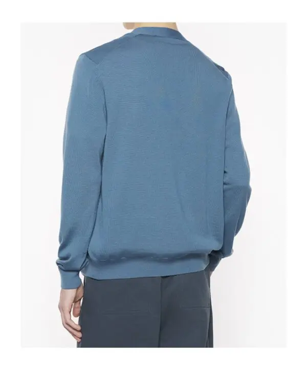 Maison Kitsuné Fox Head Patch V-neck Cardigan - Blue
