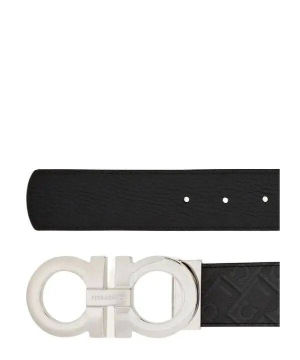 FERRAGAMO Double-sided Belt - Black/gray