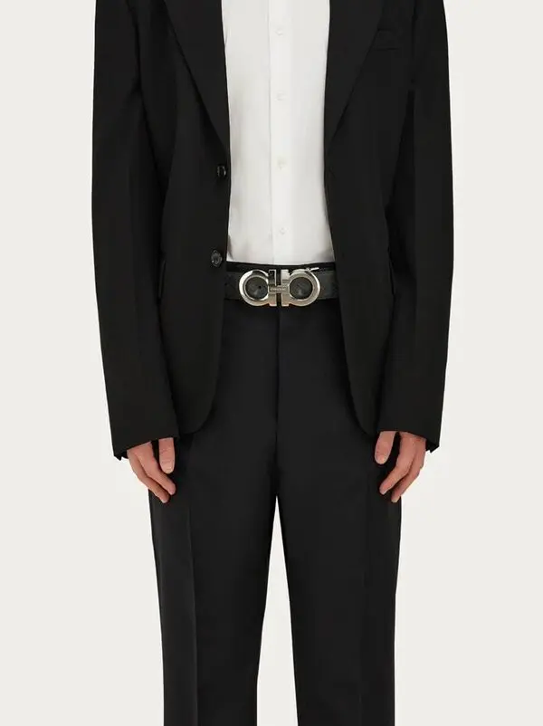 FERRAGAMO Double-sided Belt - Black/gray