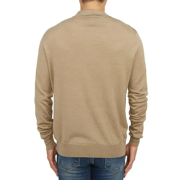 LARDINI Long-sleeve Knitted Polo Shirt - Nude