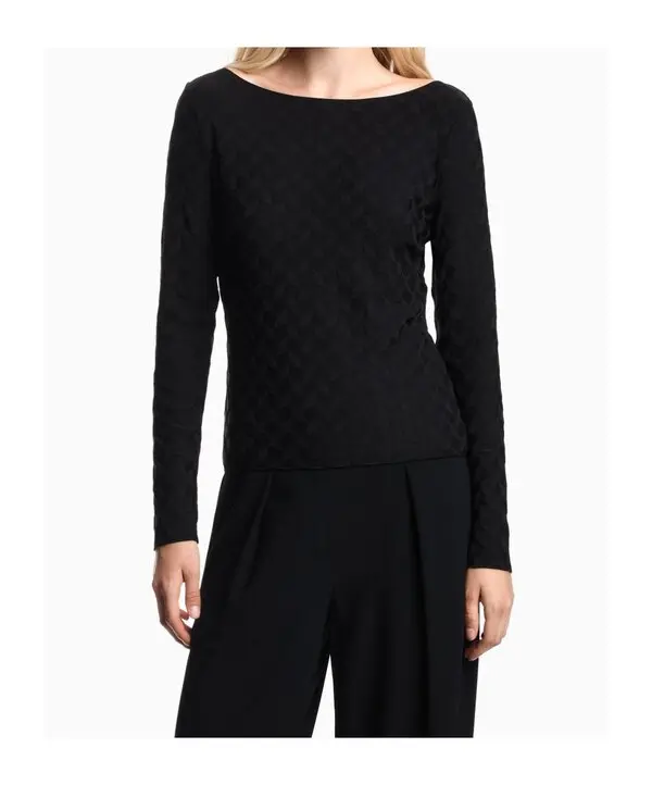 Emporio Armani Textured Boat Neck Sweater